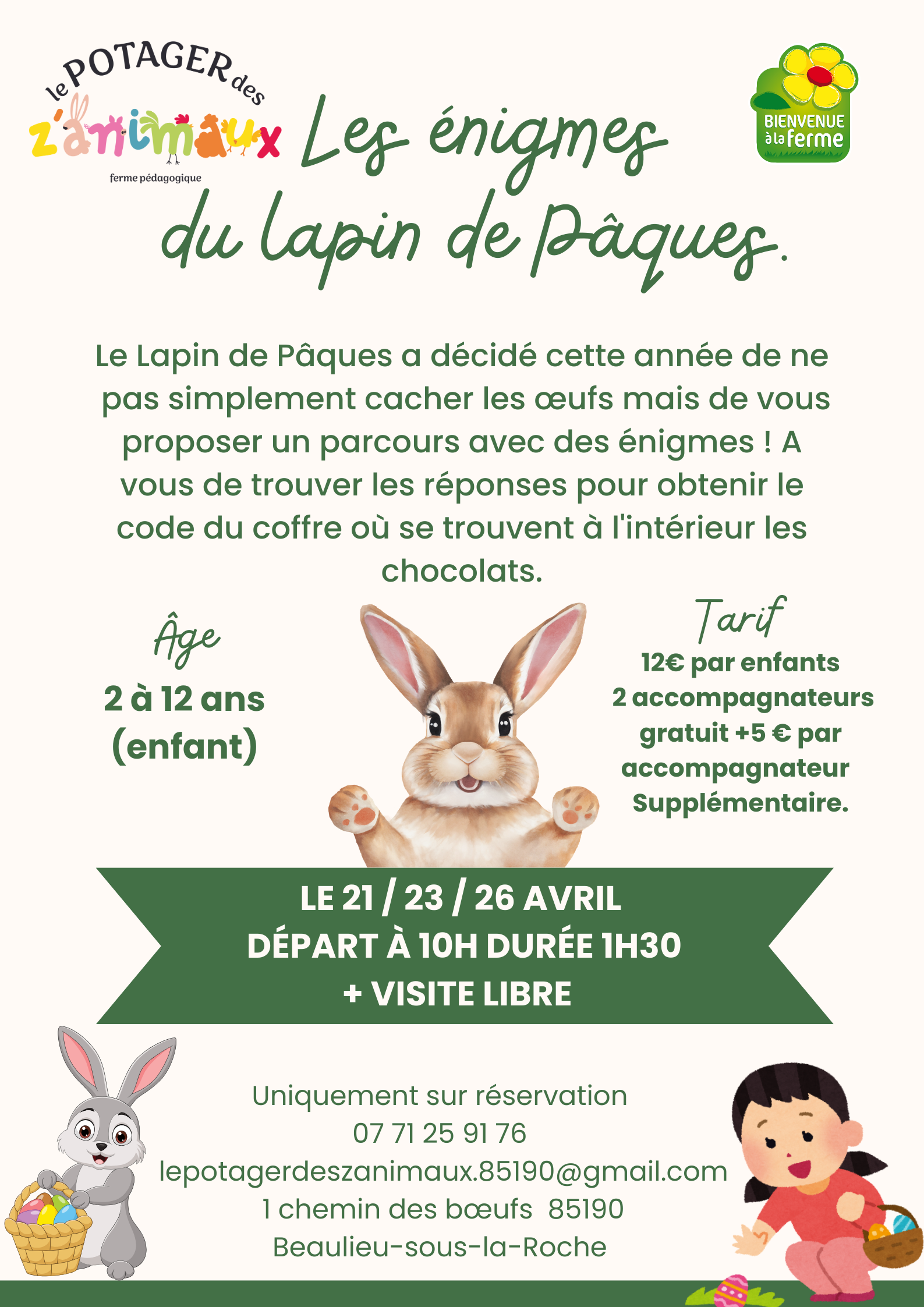 LES ÉNIGMES DU LAPIN DE PÂQUES AU POTAGER DES Z'ANIMAUX | BEAULIEU-SOUS ...